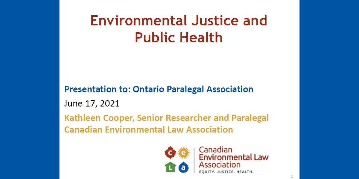 Environmental Justice and Public Health - Canadian Environmental Law ...